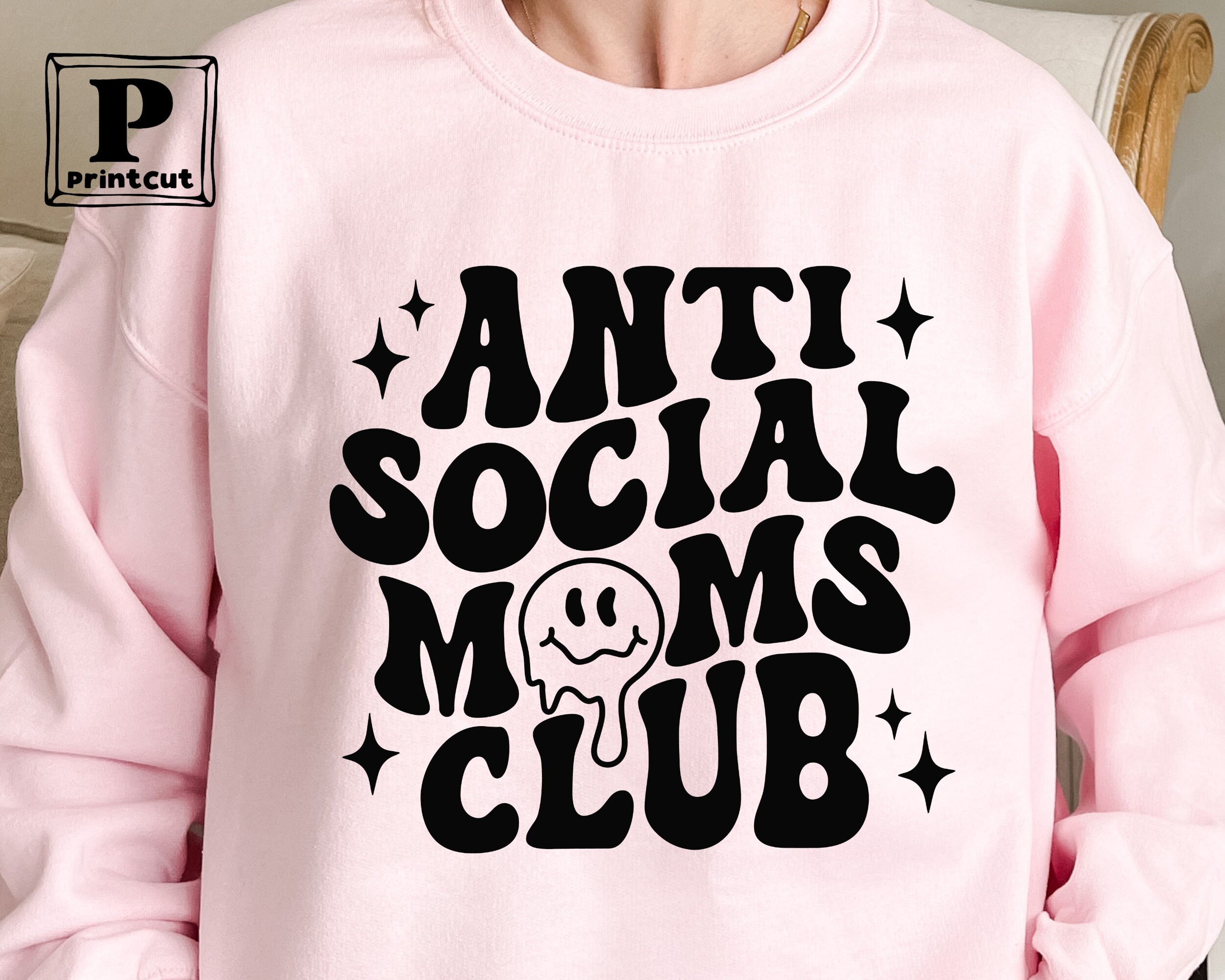 Antisocial Moms Club SVG Cool Mom Svg Sarcasm Svg groovy - Etsy