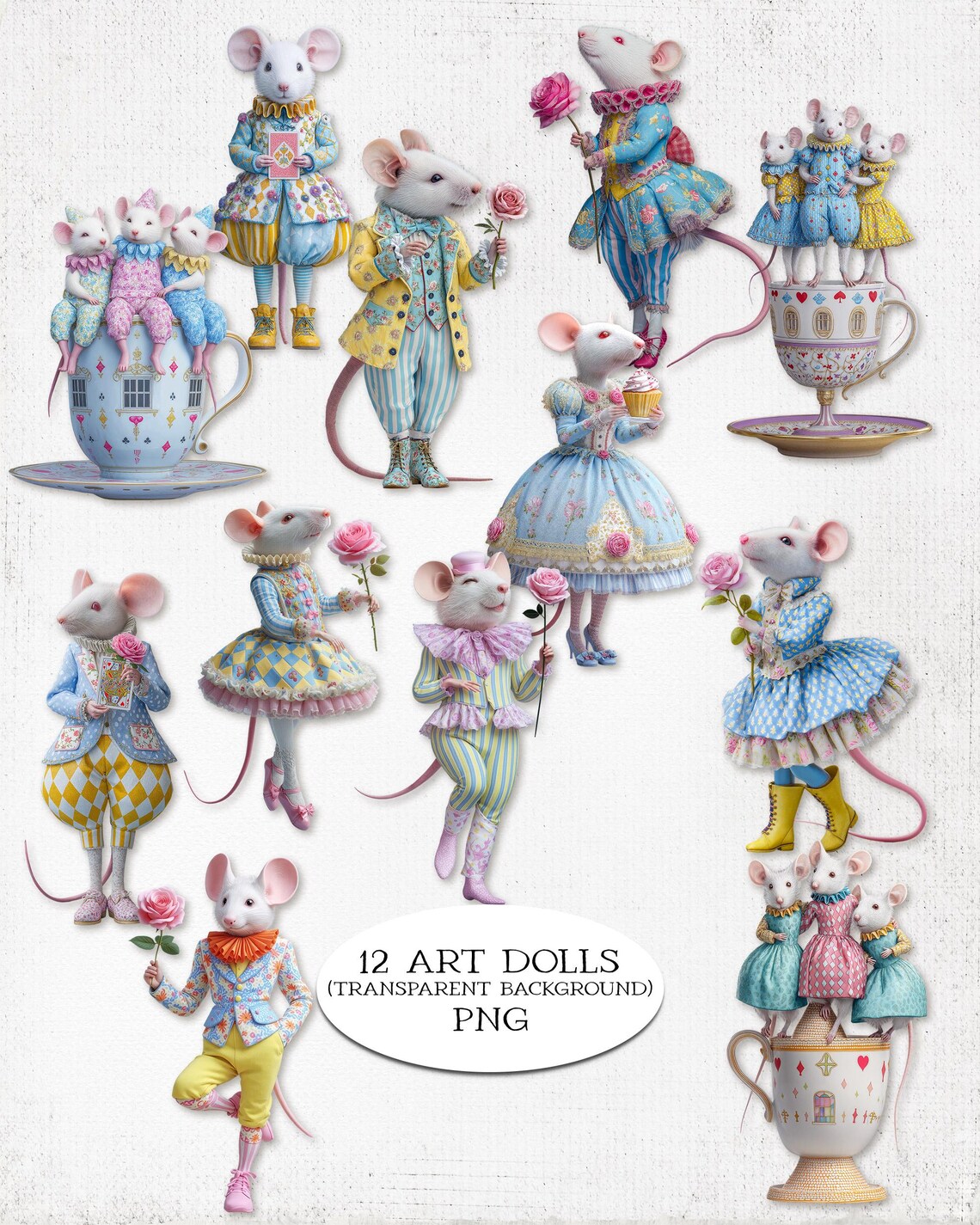 Whimsical Mice Art Doll Kit: Garden Party Paper Dolls (digital Download ...
