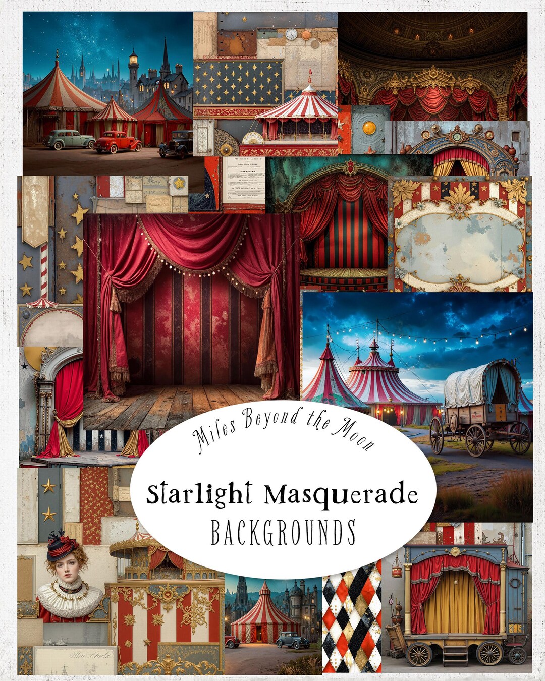 Starlight Masquerade Backgrounds // Whimsical Circus Backgrounds for ...