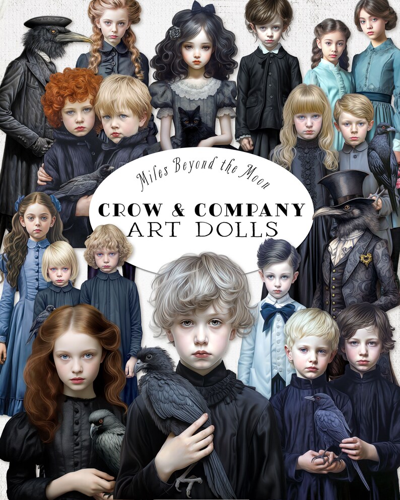 Gothic Victorian Paper Dolls: Crow & Company Art (digital Download) - Etsy