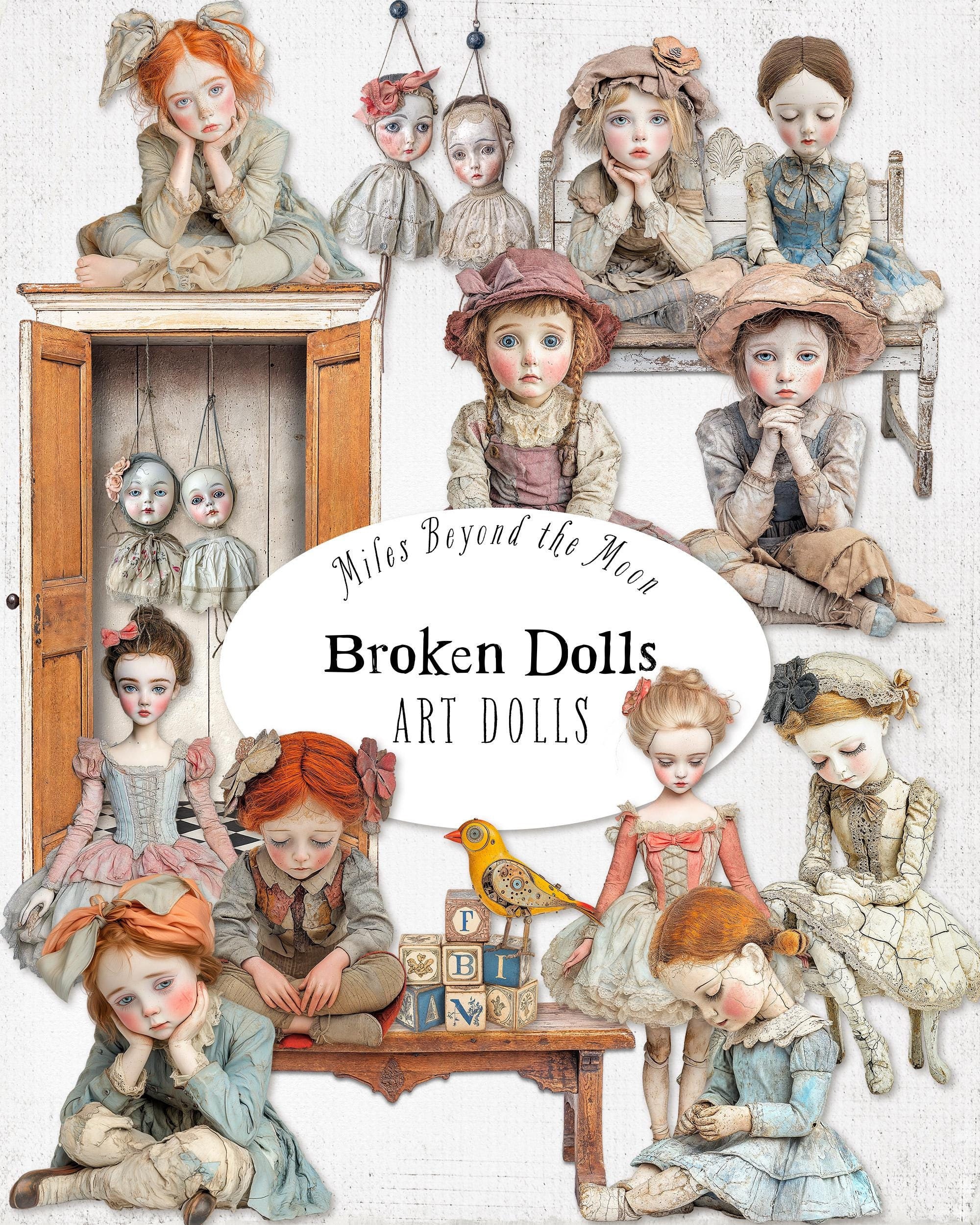 Broken Dolls Art Doll Kit // Digital Printable Paper Dolls // PNG Clip ...