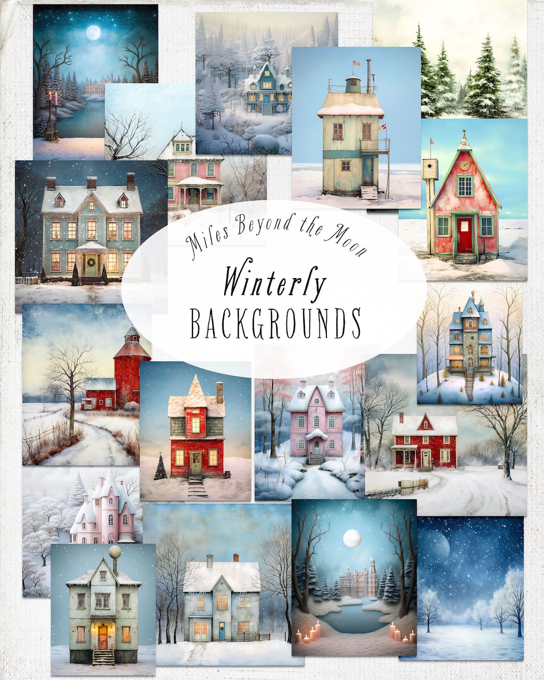 Winterly BACKGROUNDS // Vintage Style Backgrounds for Digital Art ...