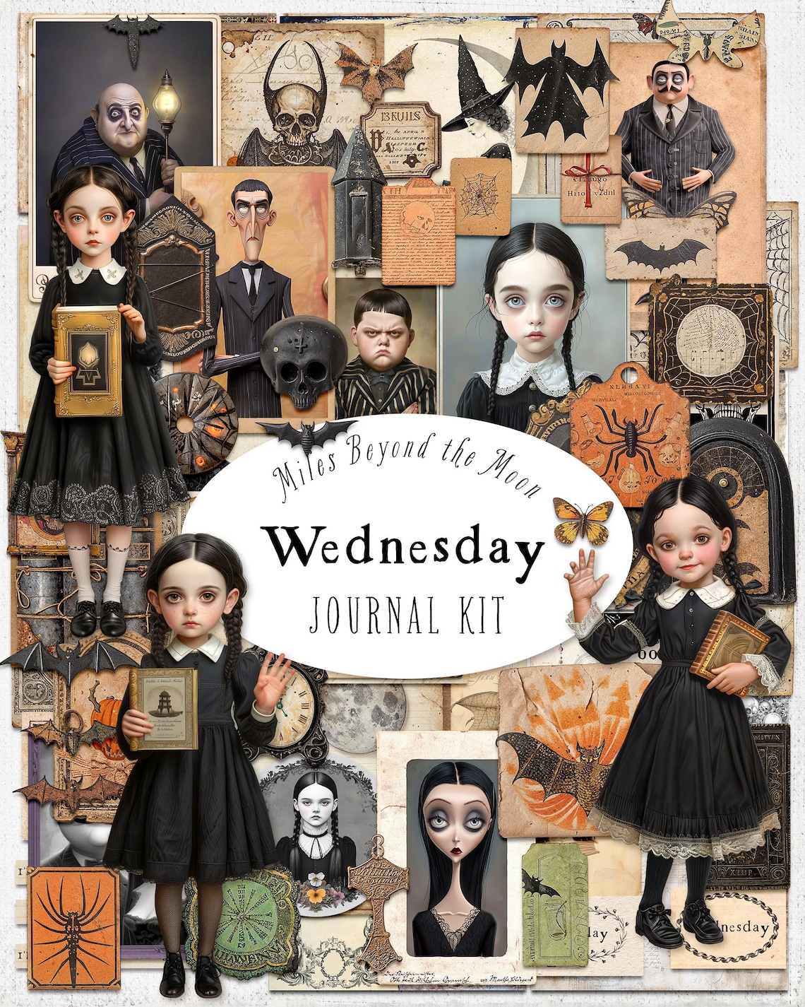 Wednesday Addams Journal Kit: Spooky Ephemera, Art Dolls (digital ...