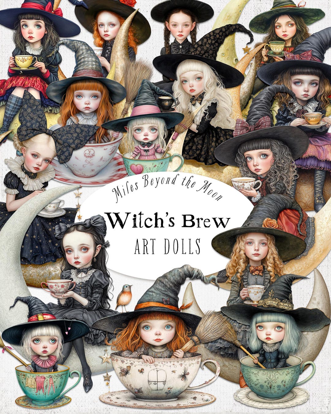 Witch's Brew Art Doll Kit: Spooky Halloween Paper Dolls (digital ...