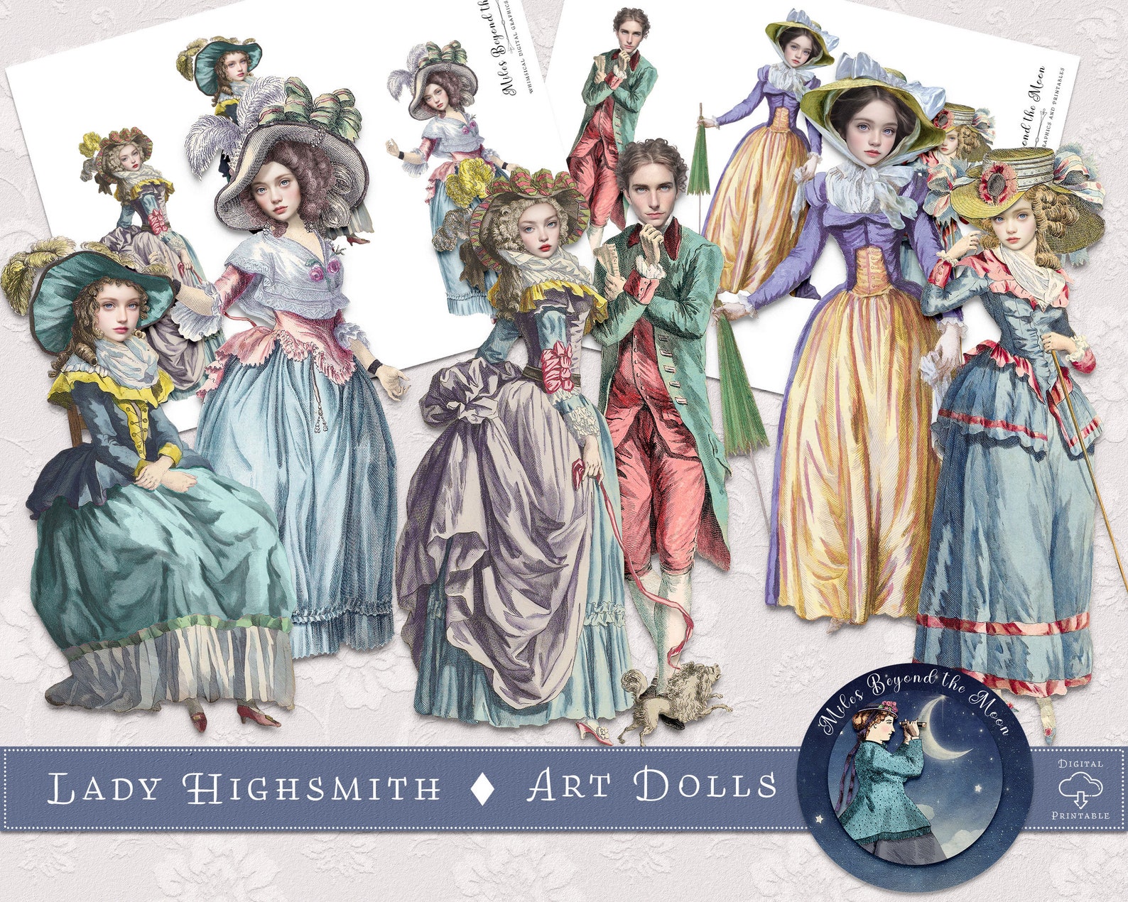 Lady Highsmith Art Dolls // Digital Printable Vintage Paper - Etsy