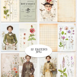 Botanist's Journal Digital Kit: Spring Bloom Ephemera, PNG Clip Art ...