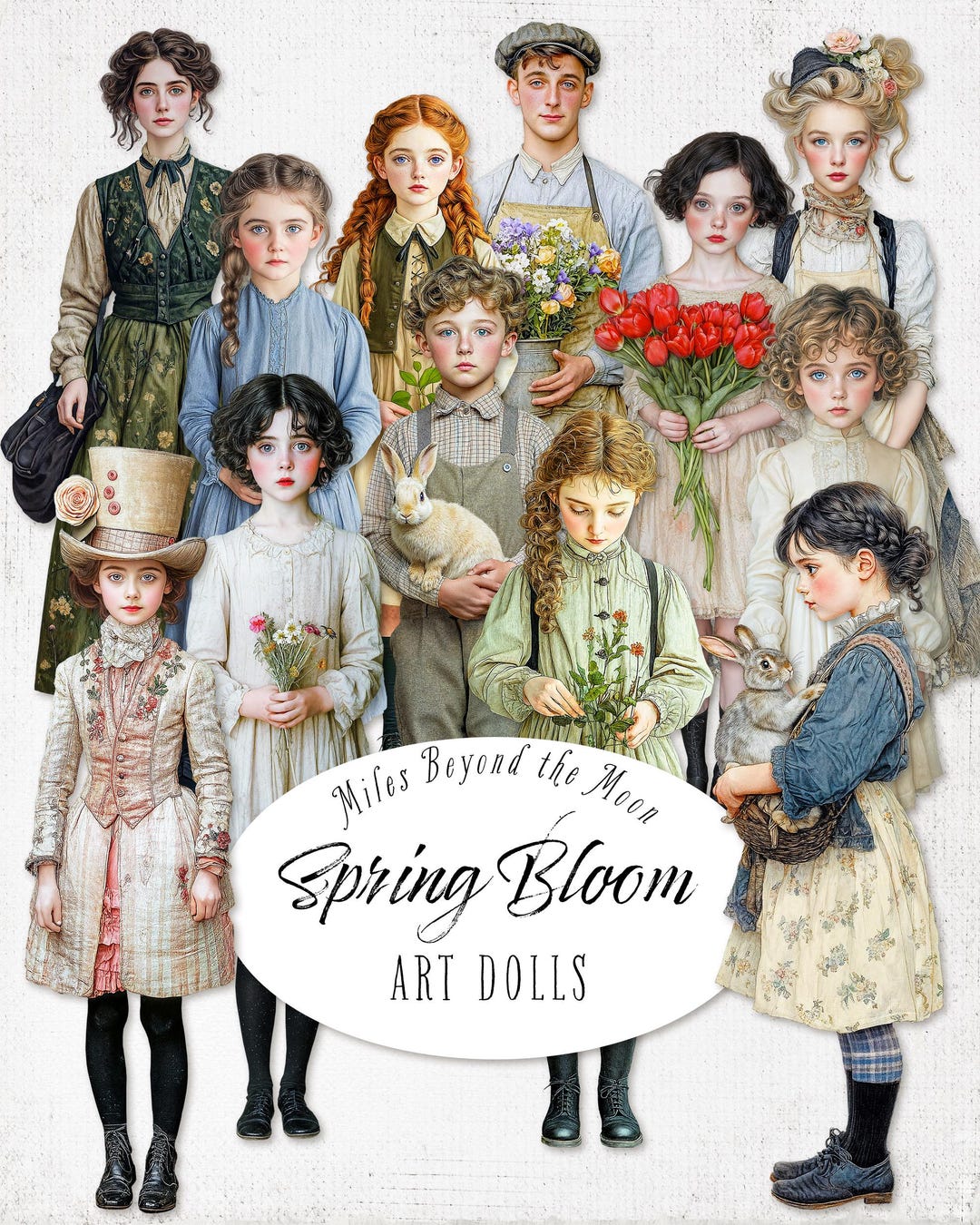 Spring Bloom Art Doll Kit: Whimsical Printable Paper Dolls (digital ...