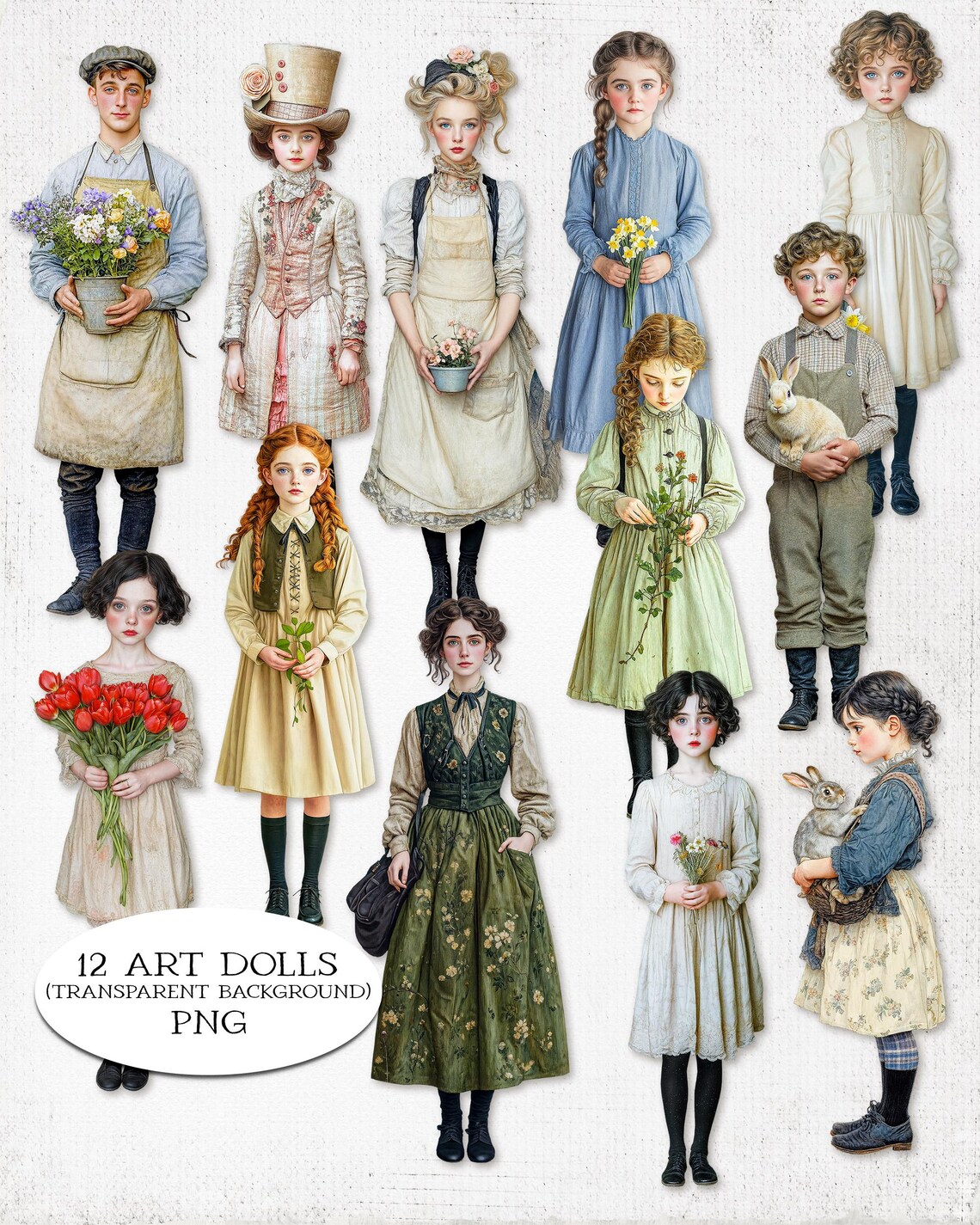Spring Bloom Art Doll Kit: Whimsical Printable Paper Dolls (digital ...