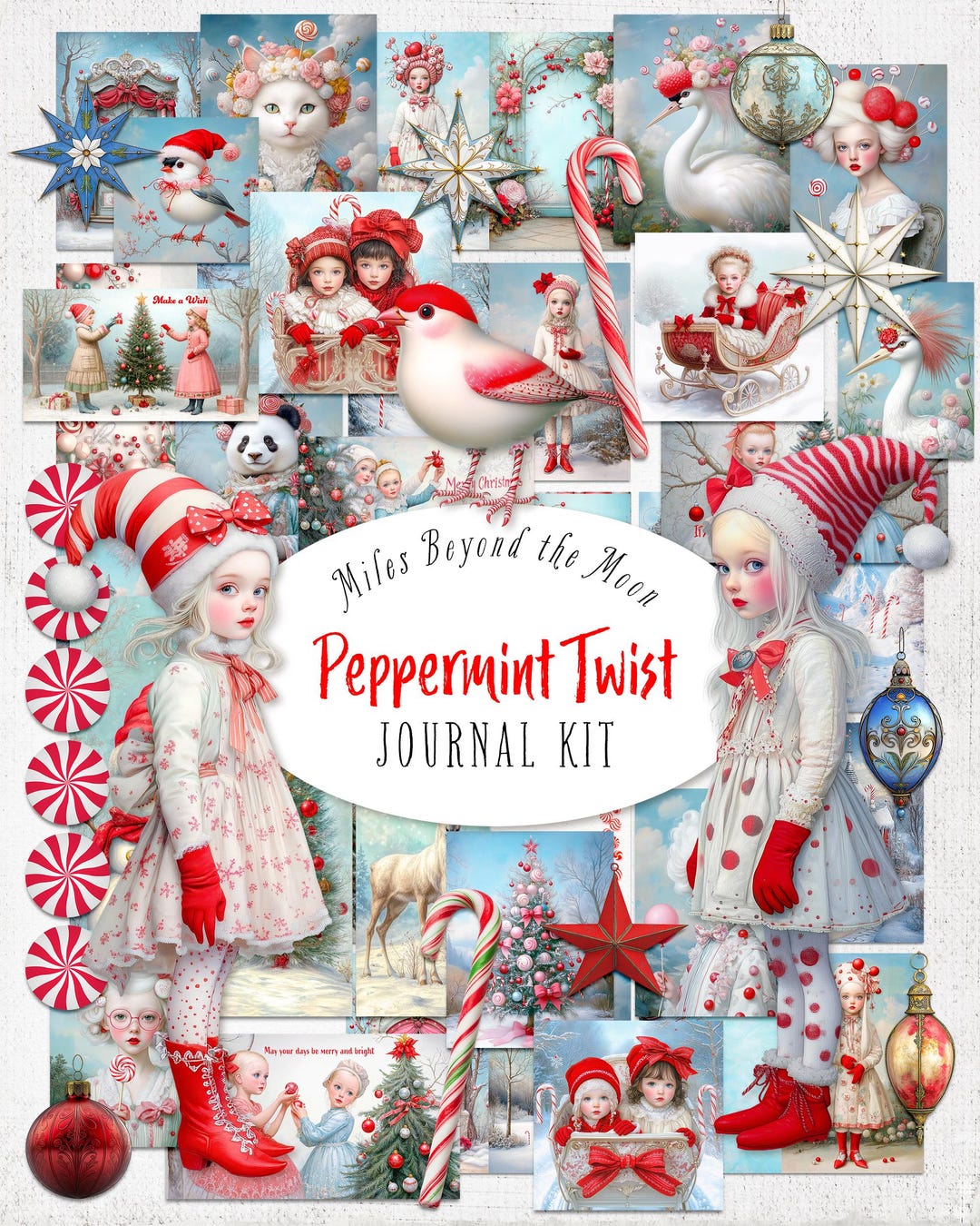 Peppermint Twist Journal Kit // Digital Printable Kit // Journal and ...