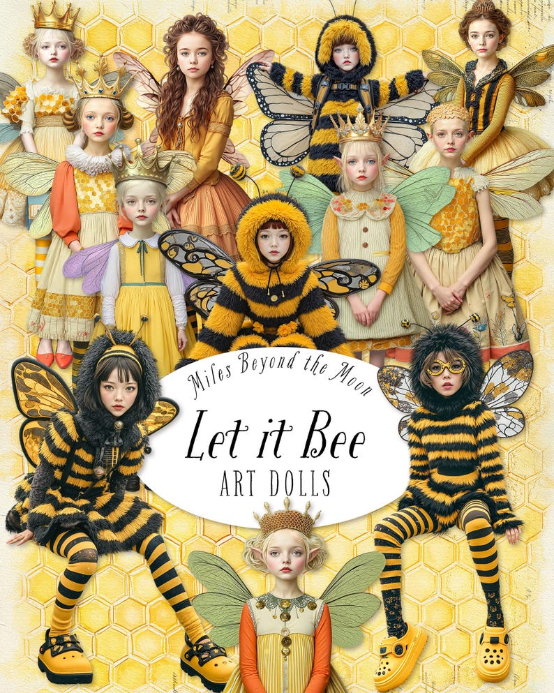 Whimsical Bee Art Doll Kit: Printable Paper Dolls, Collage Sheets ...
