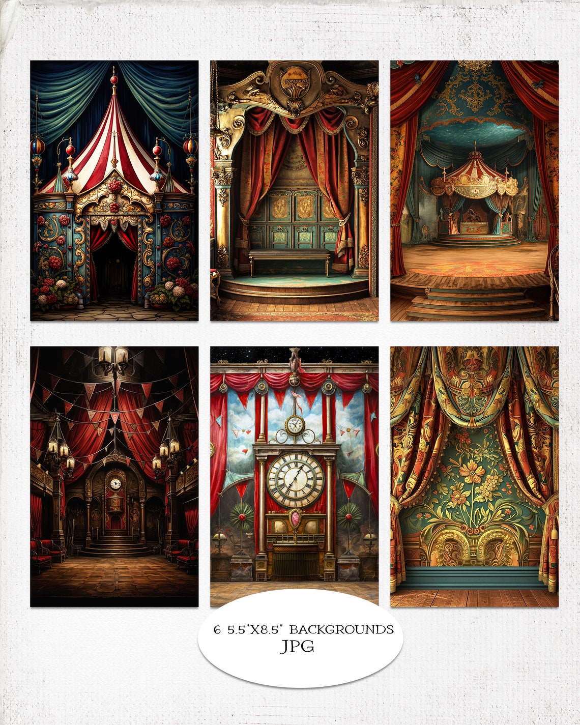 Vintage Circus Backgrounds: Printable Collage Art (digital Download) - Etsy