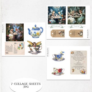 Fairy Tea Party Collage Kit // Digital Printable Kit // Journal and ...