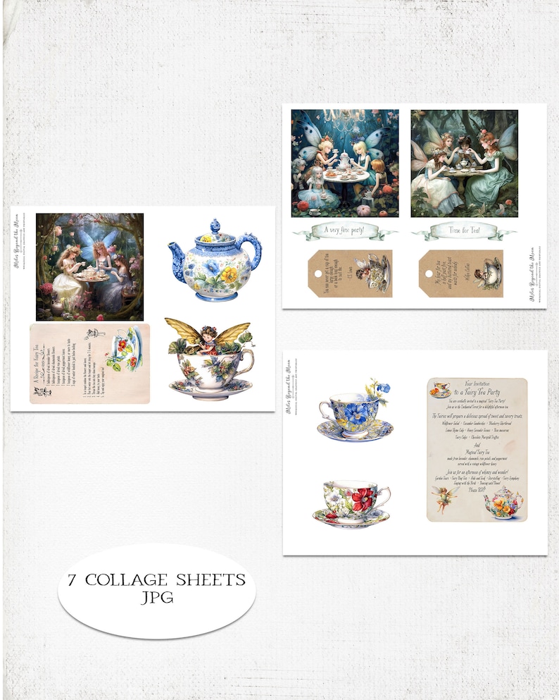 Fairy Tea Party Collage Kit: Vintage Ephemera, Paper Dolls (digital ...