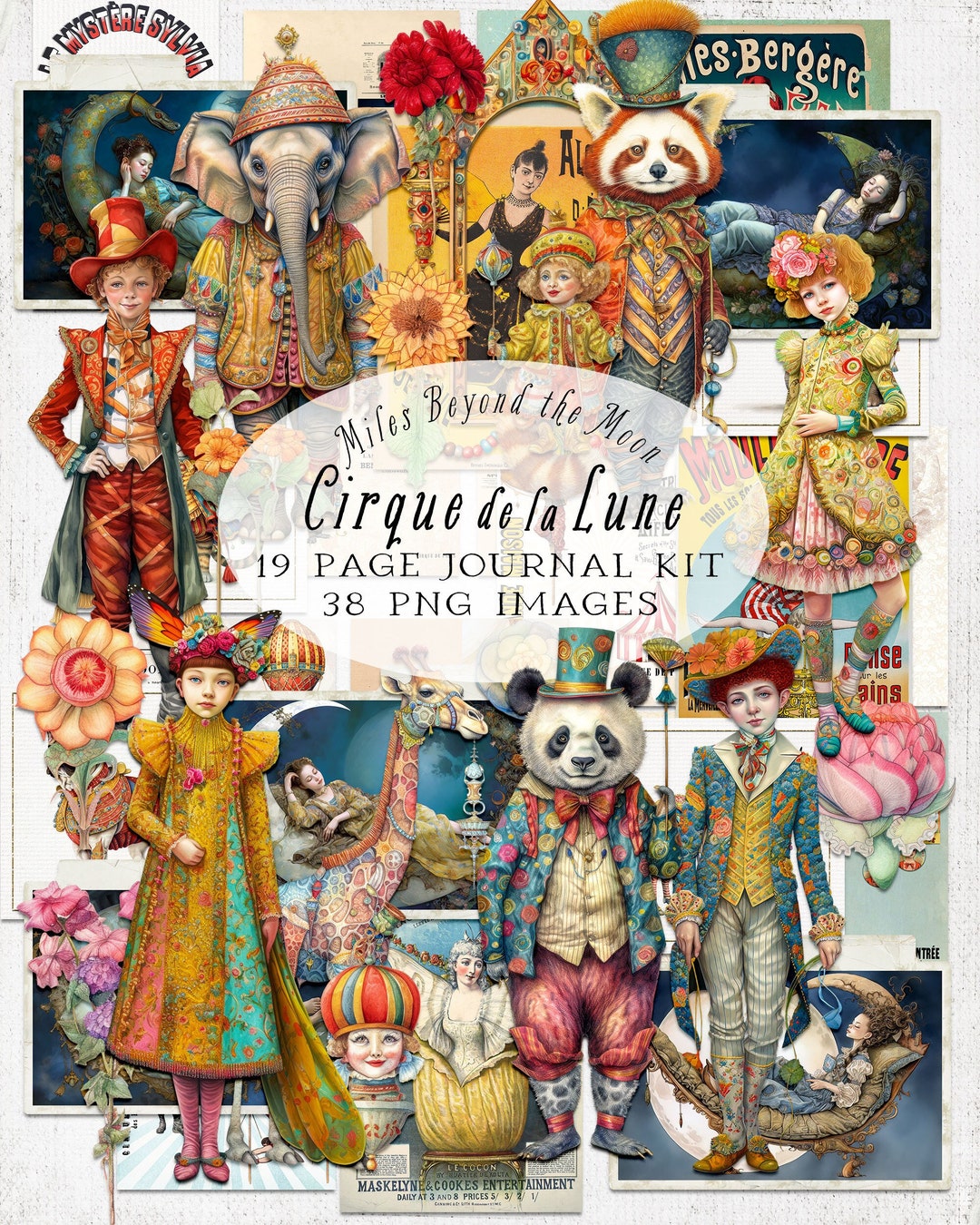 Vintage Circus Journal Kit: Printable Ephemera, Paper Dolls (digital ...