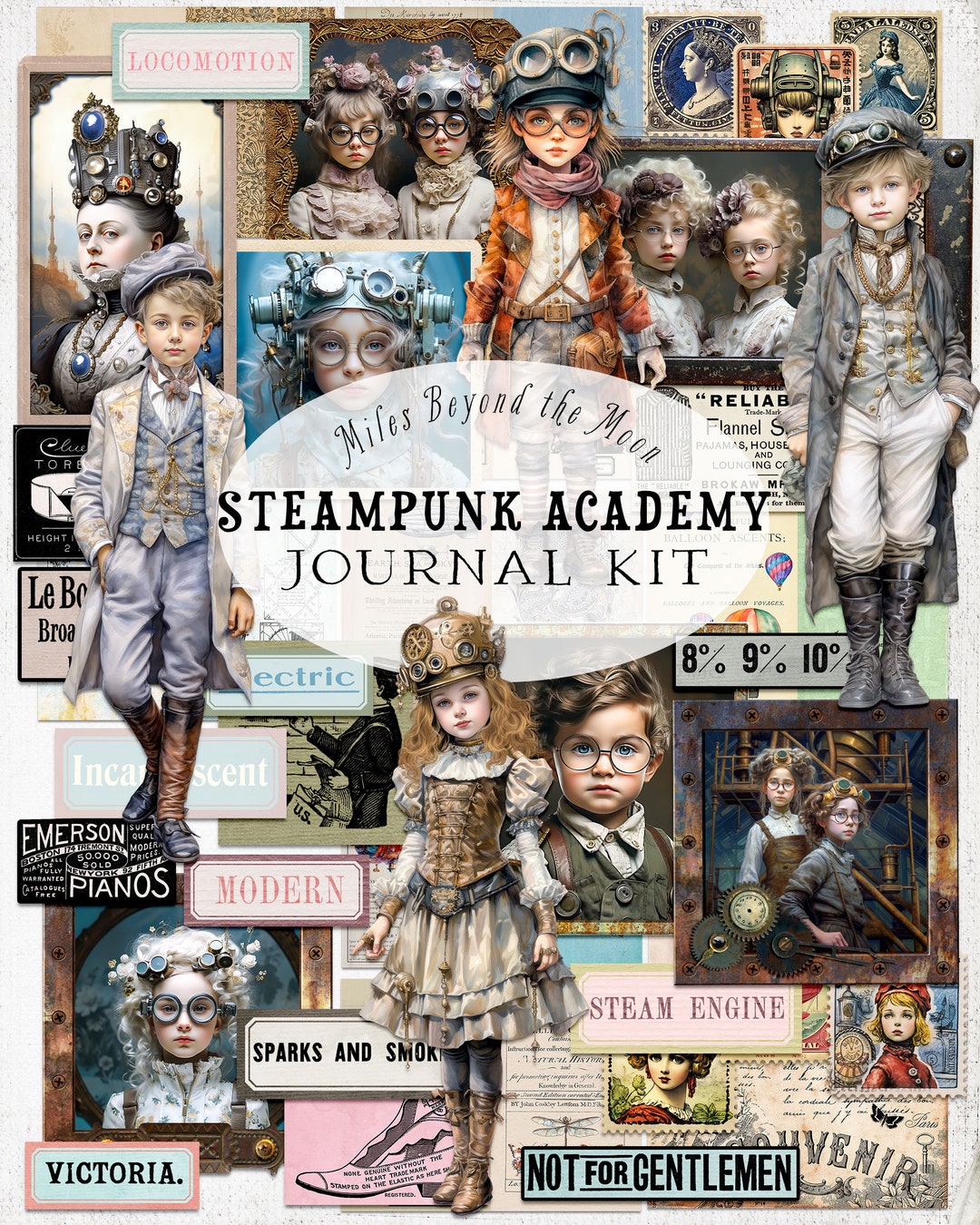 Kit diario Steampunk Academy: oggetti effimeri vintage, bambole ...