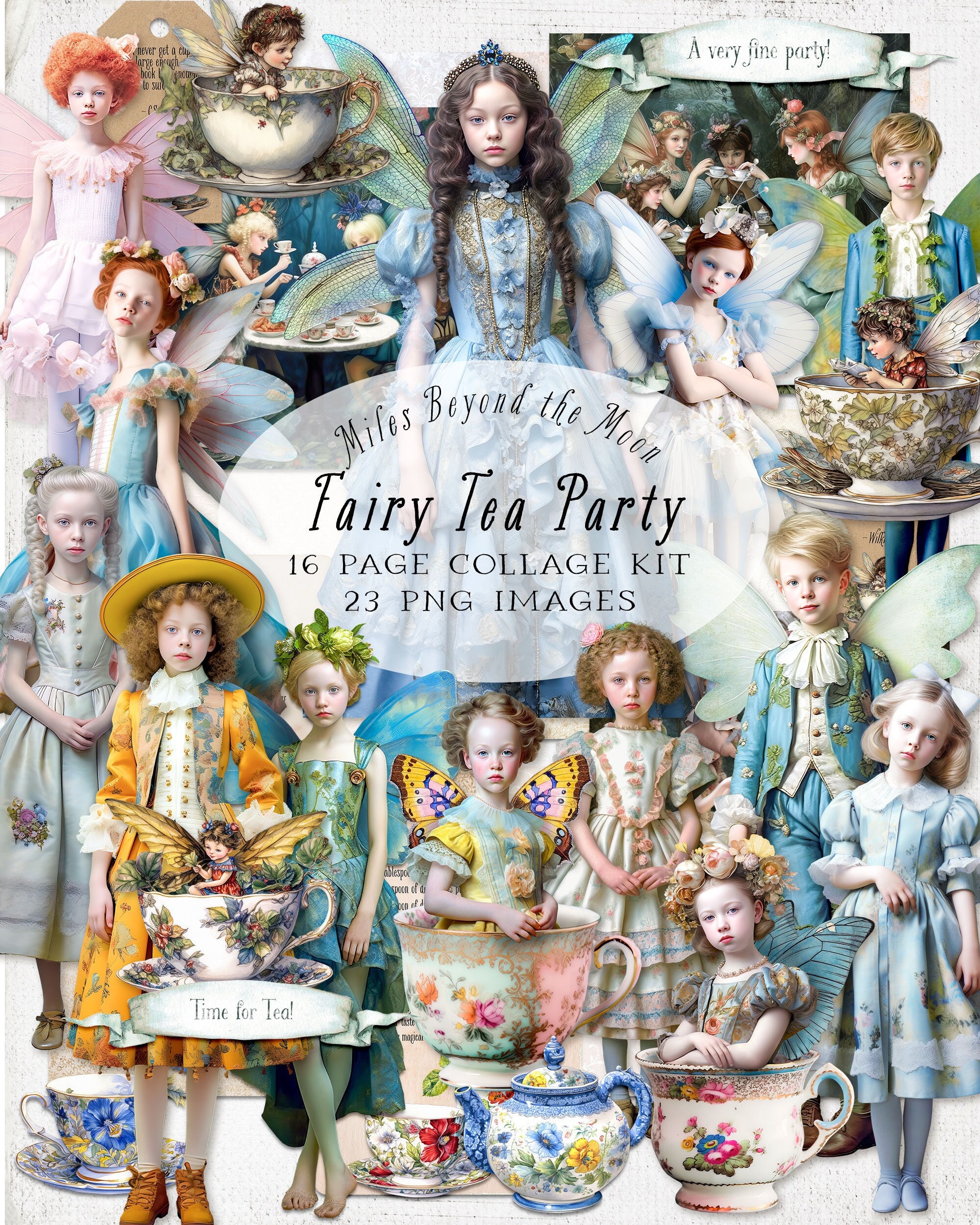 Fairy Tea Party Collage Kit: Vintage Ephemera, Paper Dolls (digital ...