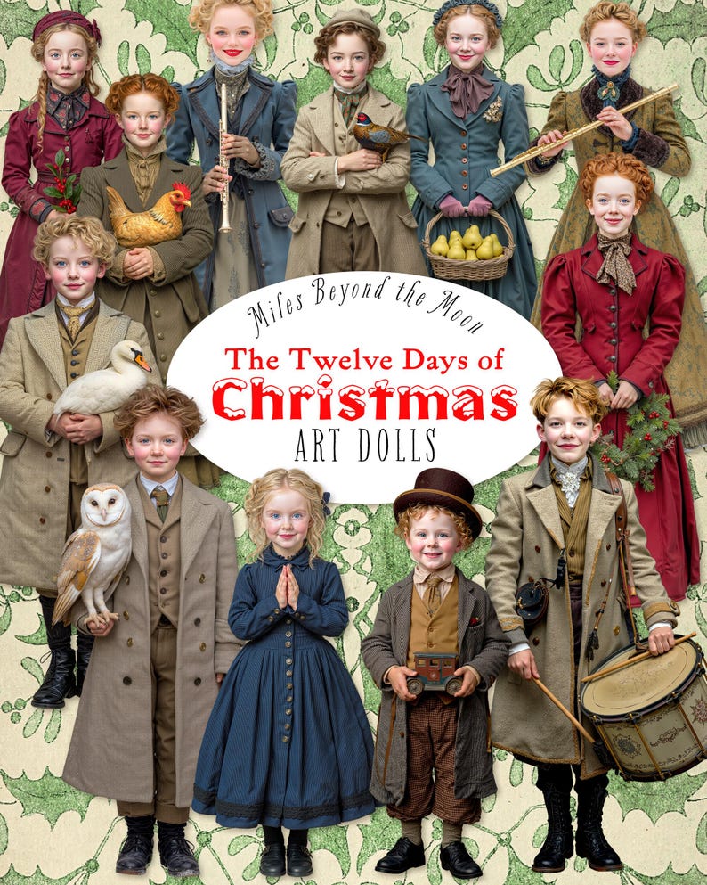 12 Days of Christmas Art Dolls // Digital Printable Paper Dolls // PNG ...