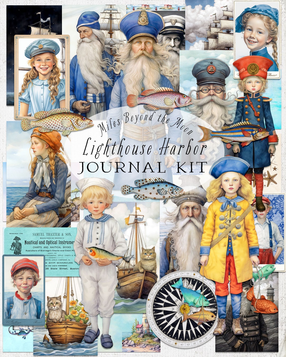 Lighthouse Harbor Journal Kit: Seaside Ephemera, Paper Dolls (digital ...