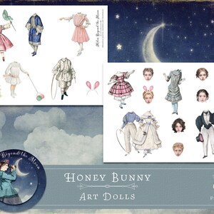 Honey Bunny Art Dolls: Digital or Printable Paper Dolls// Instant ...