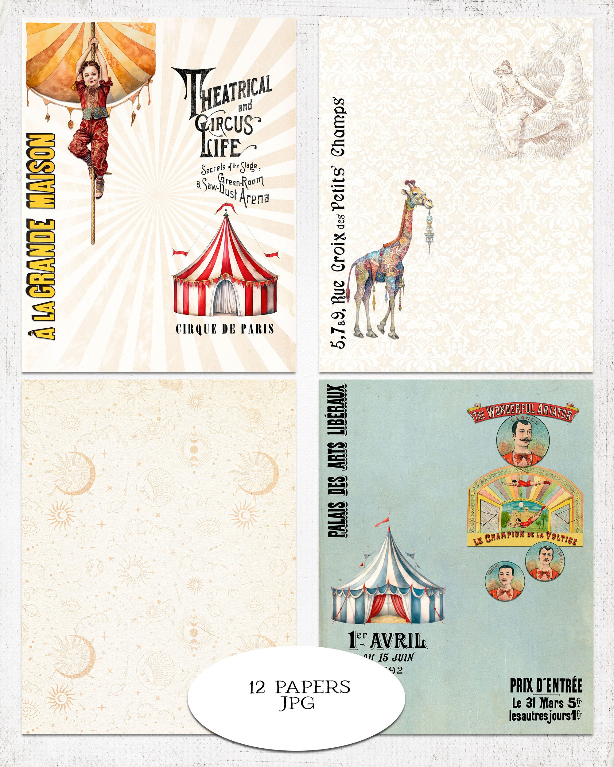Vintage Circus Journal Kit: Printable Ephemera, Paper Dolls (digital ...