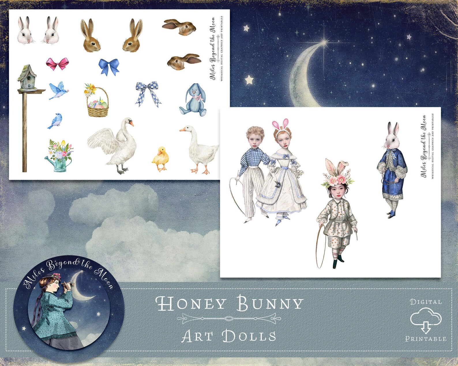 Honey Bunny Art Dolls: Digital or Printable Paper Dolls// - Etsy
