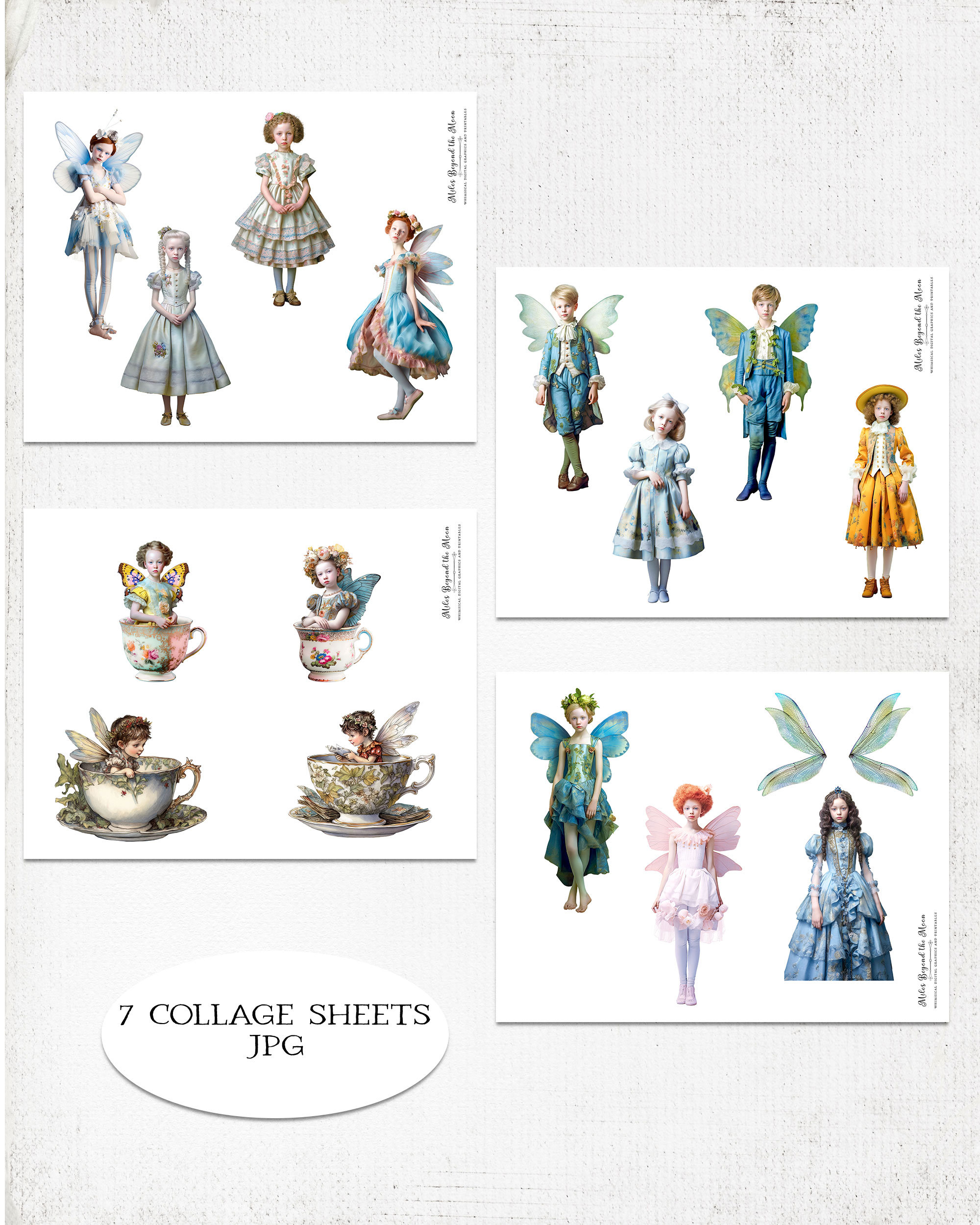 Fairy Tea Party Collage Kit: Vintage Ephemera, Paper Dolls (digital ...