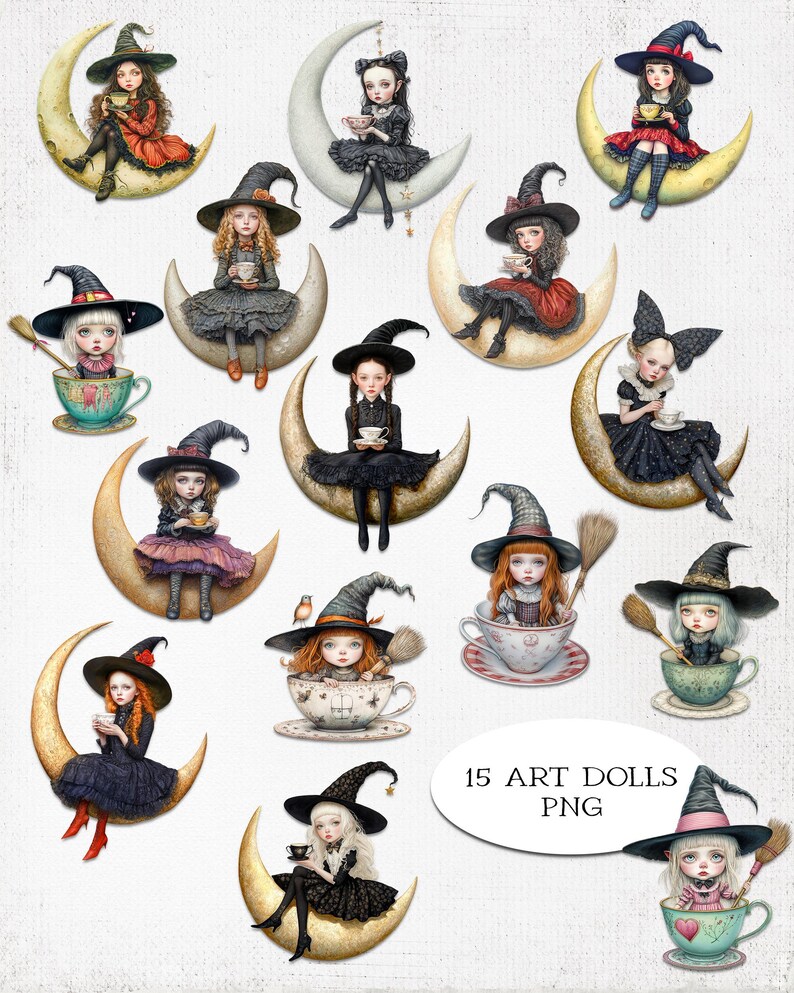 Witch's Brew Art Doll Kit: Spooky Halloween Paper Dolls (digital ...