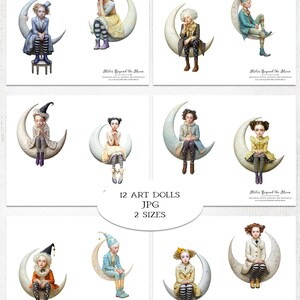 Whimsical Moon Art Dolls: Printable PNG Clipart (digital Download) - Etsy