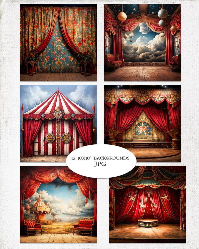Vintage Circus Backgrounds: Printable Collage Art (digital Download) - Etsy
