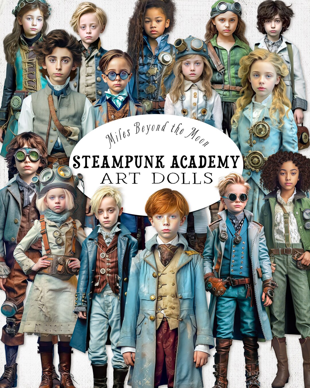 Steampunk Academy Art Dolls: Printable PNG Paper Dolls (digital ...