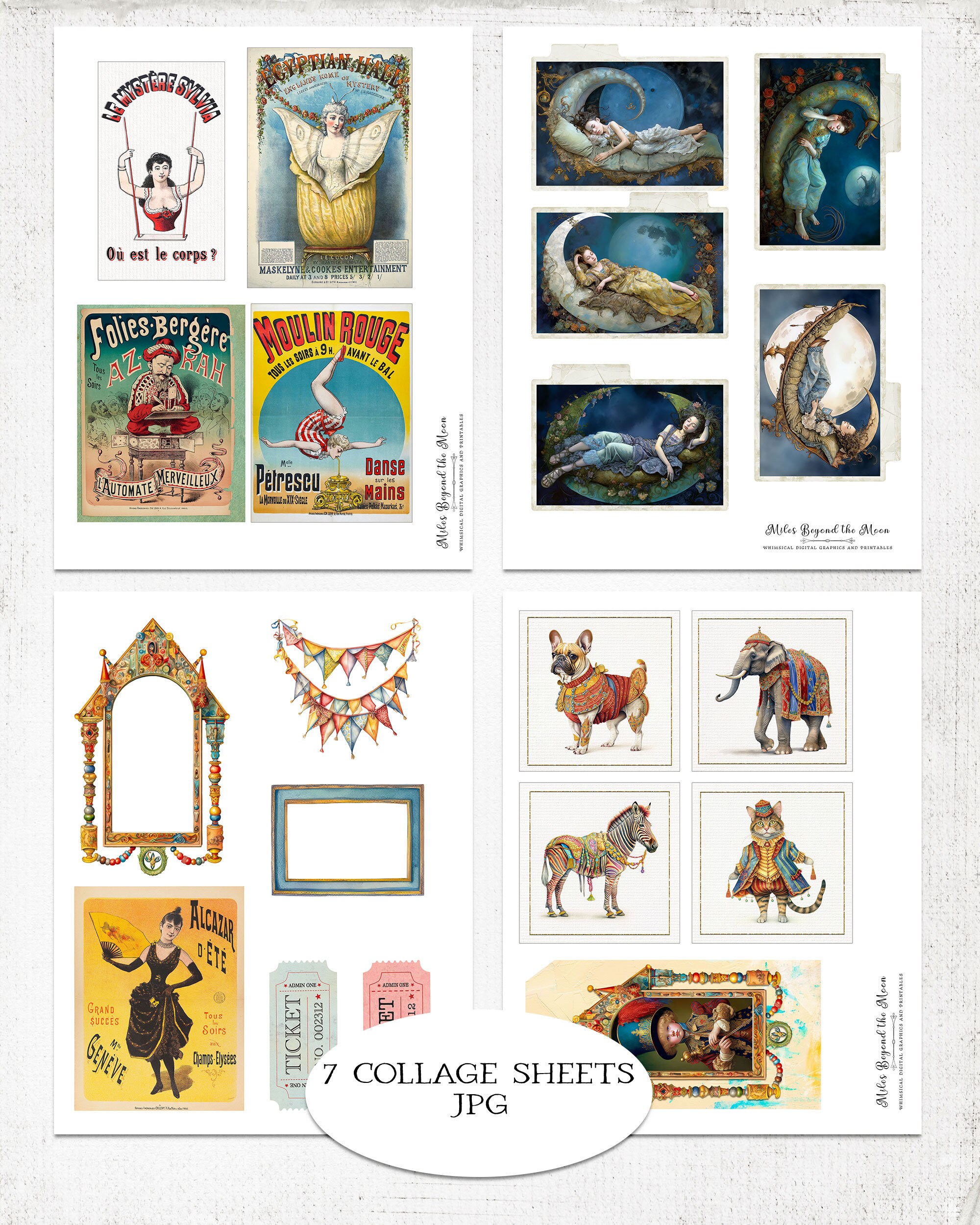 Vintage Circus Journal Kit: Printable Ephemera, Paper Dolls (digital ...