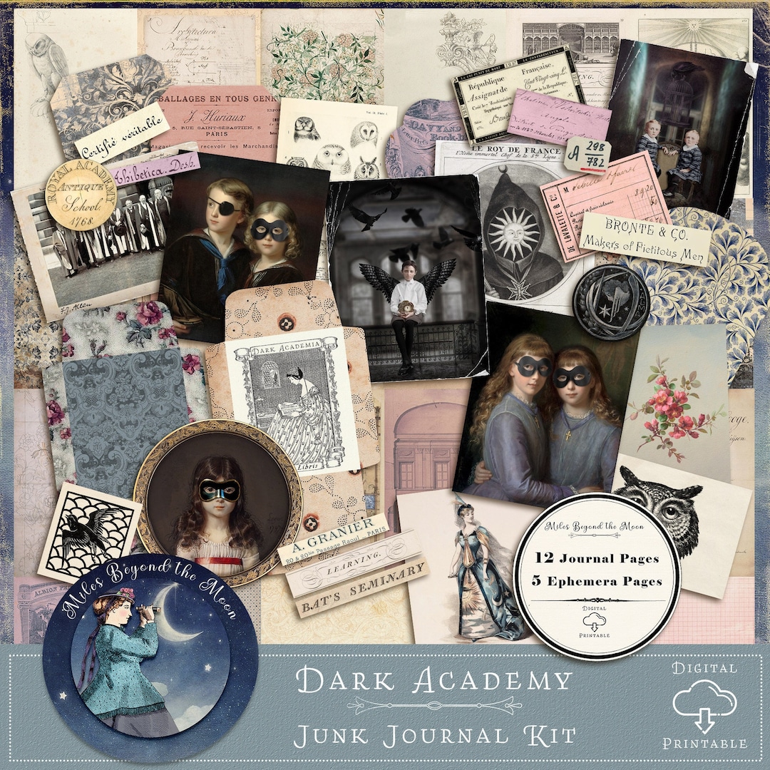 Dark Academy: Printable Junk Journal and Ephemera Kit// Collage Sheets ...