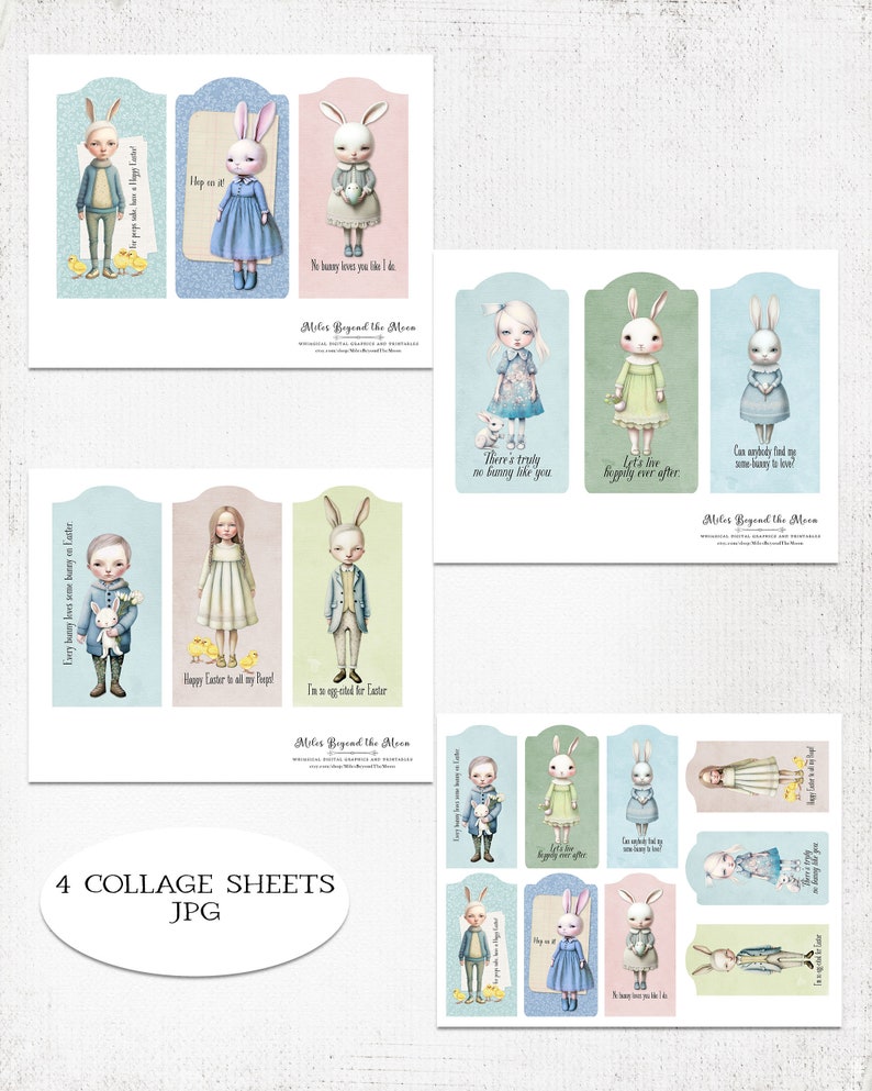 Bunny Tales Add-on Kit // Digital Printable Easter Tags // PNG Clip Art ...