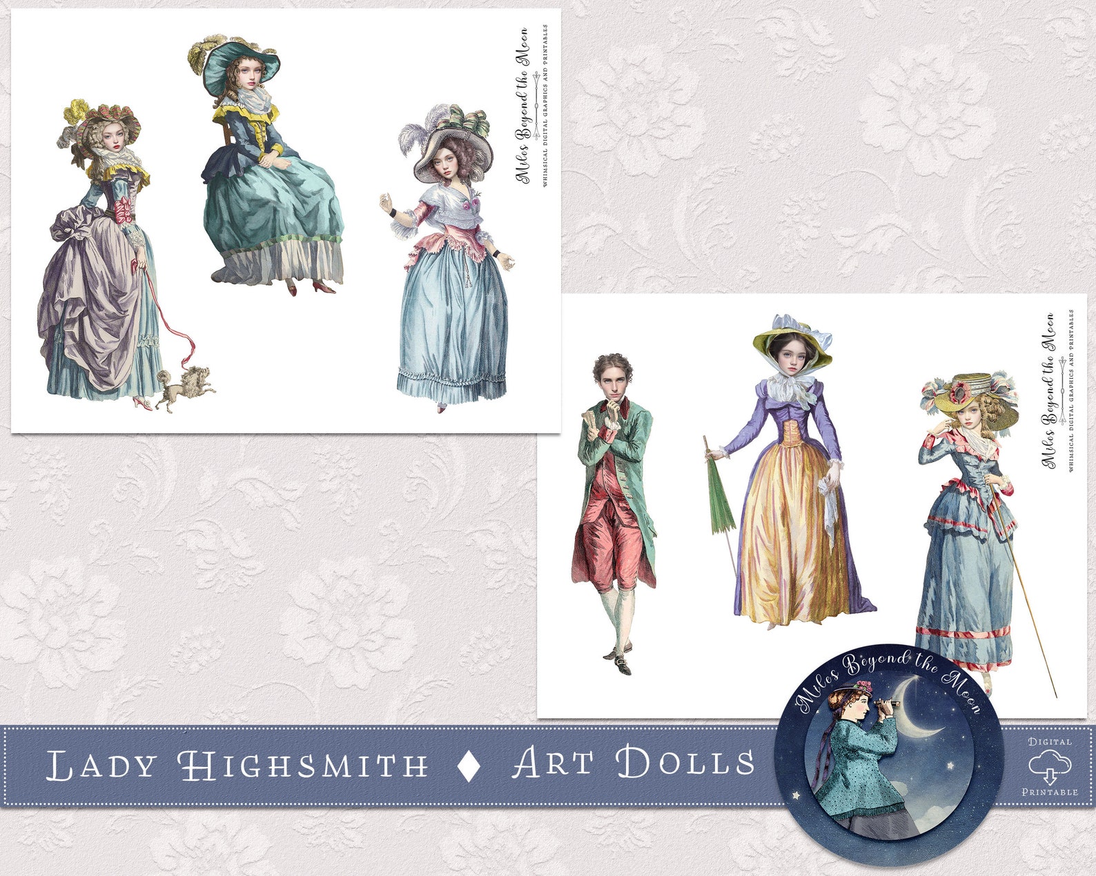 Lady Highsmith Art Dolls // Digital Printable Vintage Paper - Etsy