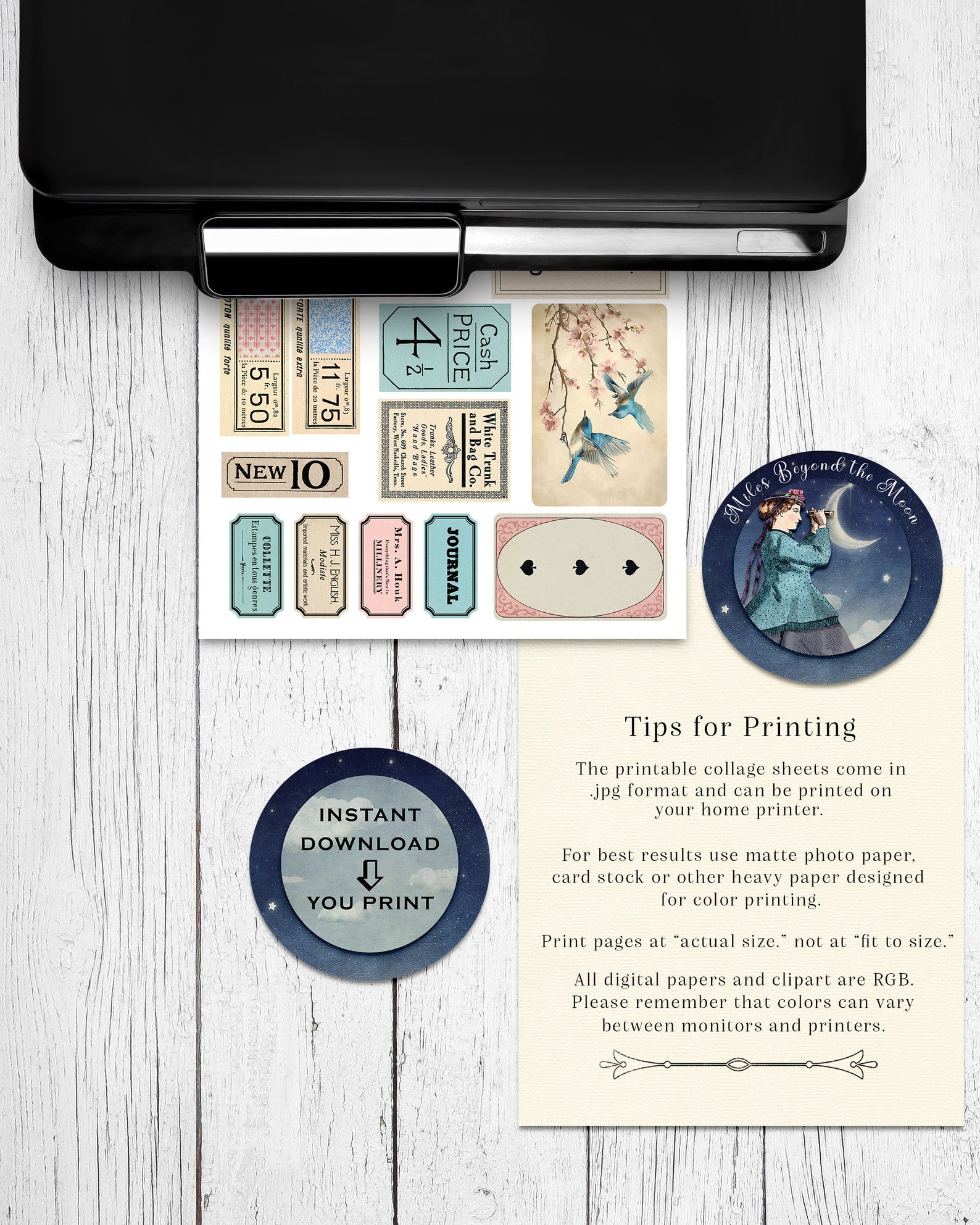Hometown Ephemera Collage Kit: Vintage Paper Dolls, PNG Clip Art ...
