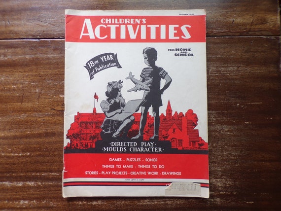 Children's Activities Magazine December 1951 for Home - Etsy