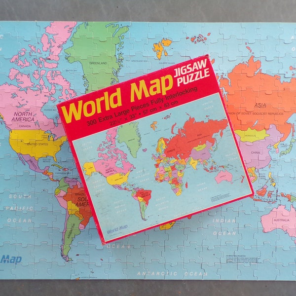 Large World Map Jigsaw Puzzle - Etsy