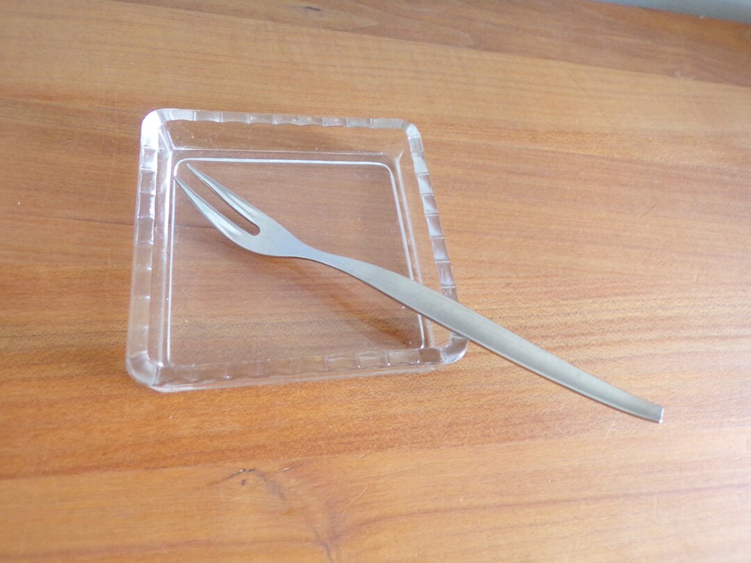 Small Square Glass Dish With Fork - Etsy