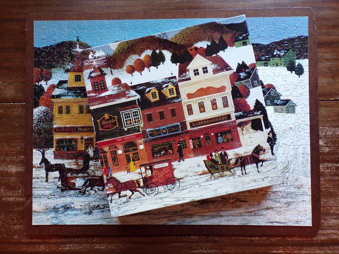 Winter Village Jigsaw Puzzle by American Publishing 1978 ~ Art by Lynn ...