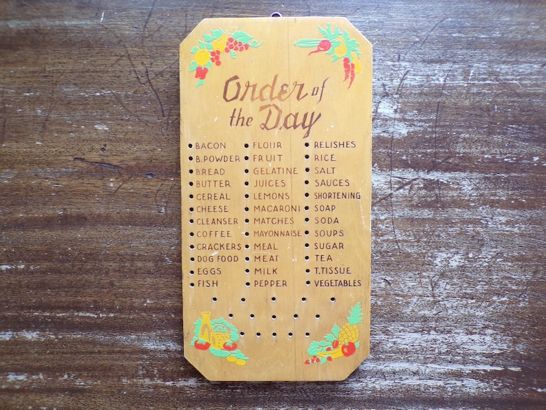 Order of the Day Wooden Grocery List - Etsy