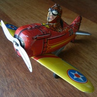 Vintage 1960's MARX 6.5" Red Plastic Friction Military Jet Toy - Doesn ...