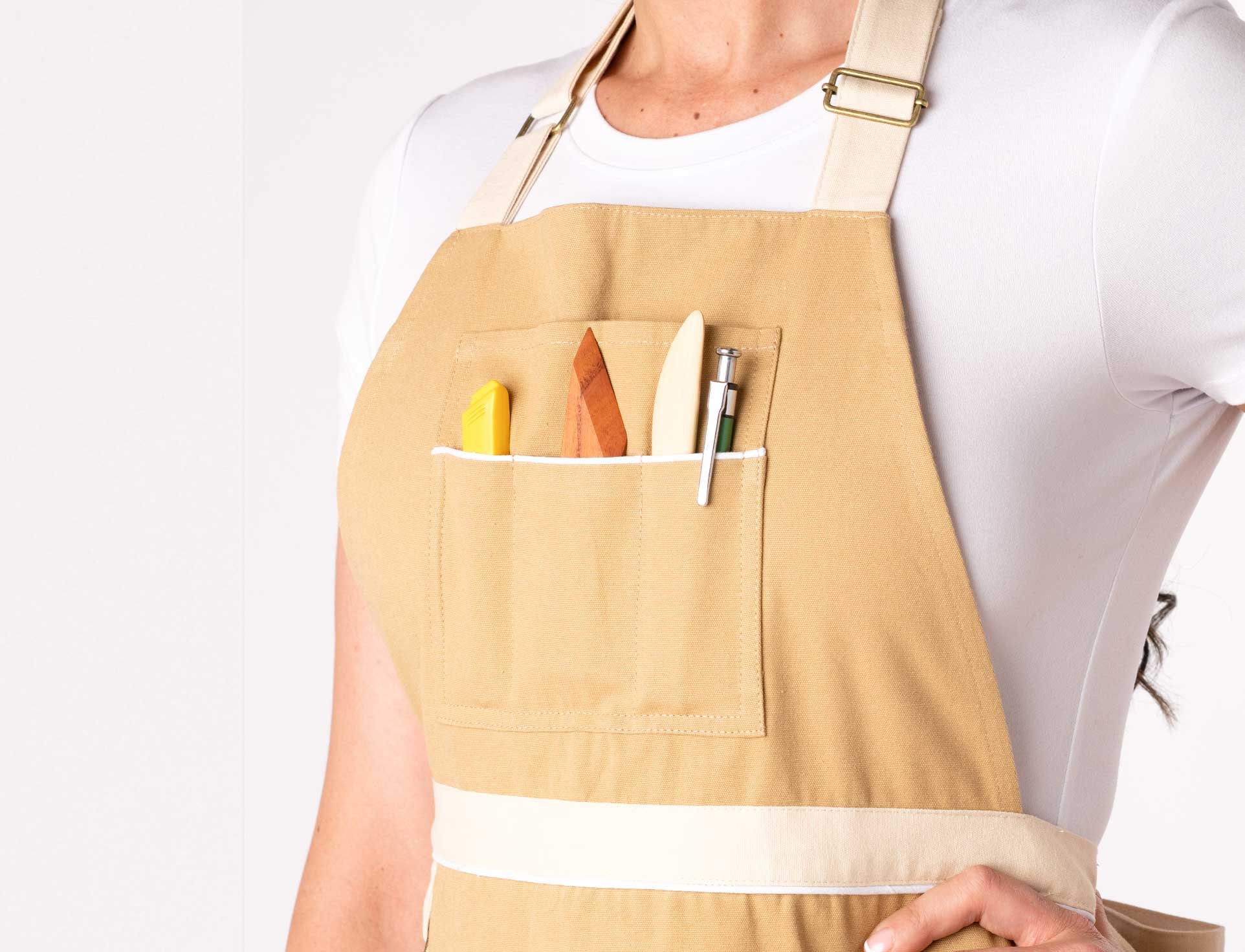 Split Leg Pottery Apron, Crafts Apron, Kitchen Apron, With Pockets for ...