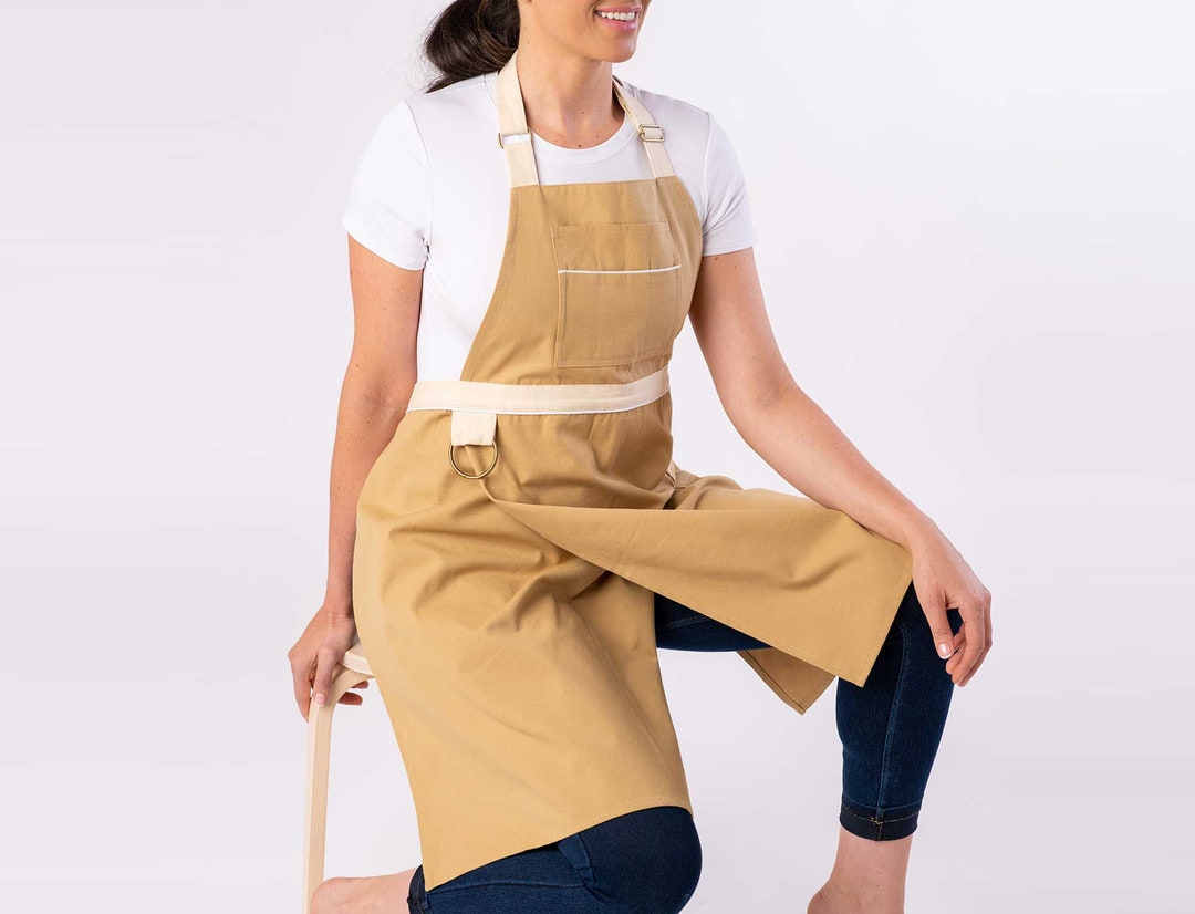 Split Leg Pottery Apron, Crafts Apron, Kitchen Apron, With Pockets for ...