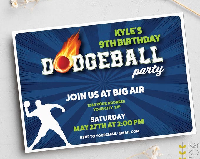 Dodgeball 5x7 Invitation - Etsy