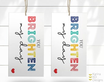 You Brighten My Day Tag Sunglasses Thank You Tags Sun Birthday Favor ...