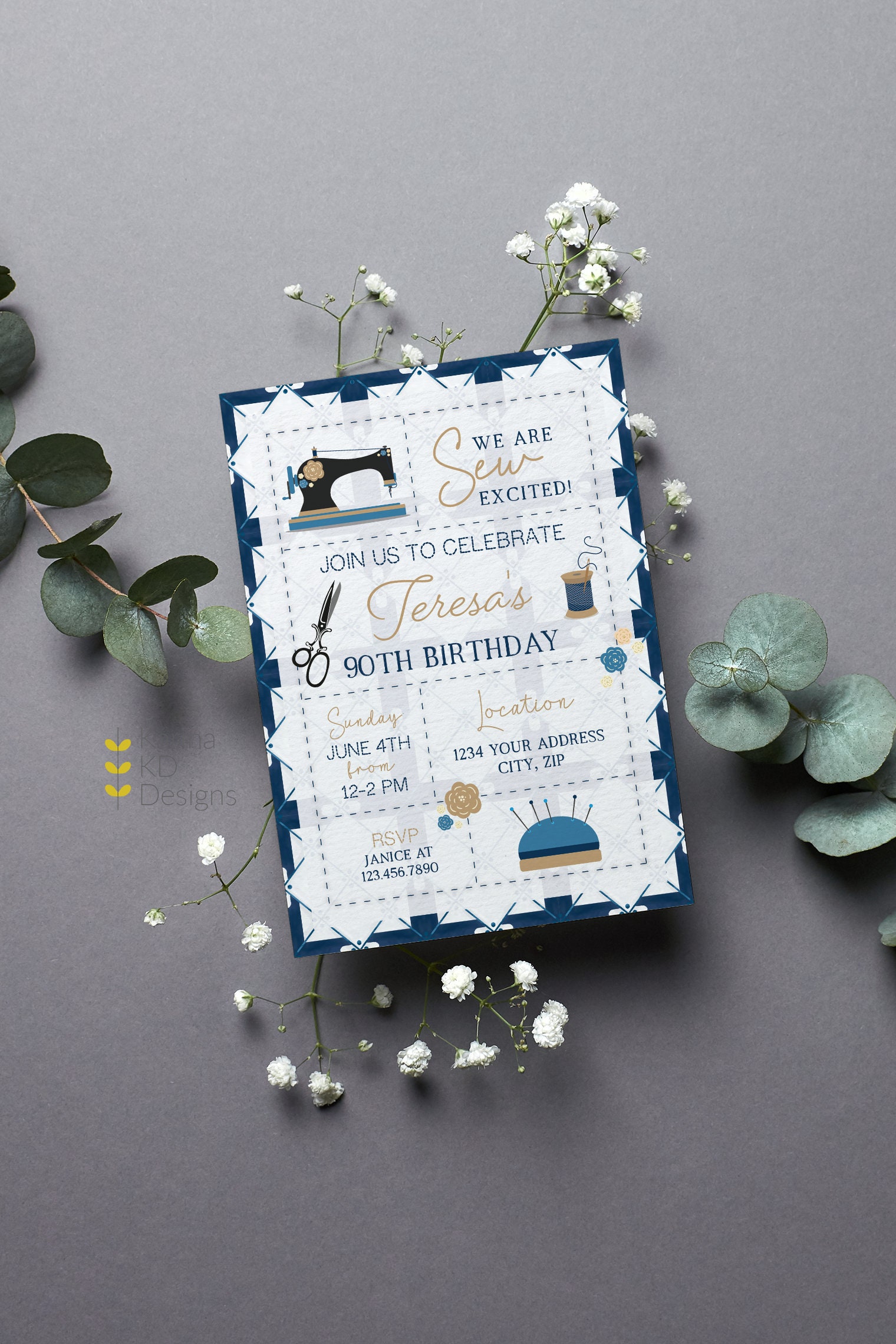 Blue Quilting | Sewing Invitation - Etsy