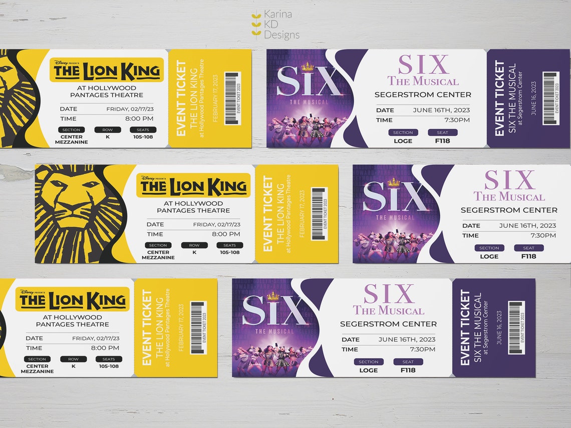 PERSONALIZED Event Ticket (sports, Concerts, Shows...) - Etsy