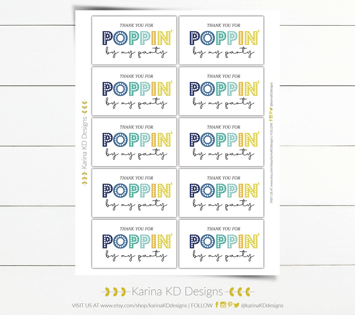 Thanks for POPPIN' by My Party Tags - Etsy