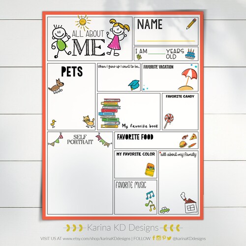 Back to School All About Me EDITABLE Student About Meall - Etsy