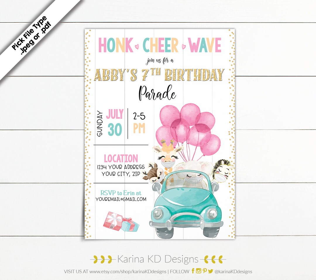 Animal Birthday Parade 5x7 Invitation - Etsy